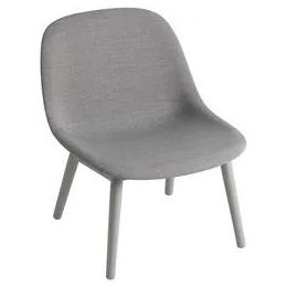 muuto Fiber Lounge Chair, wood base, remix 133 / grau