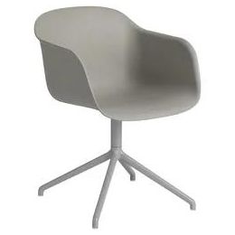 muuto Fiber Armchair, swivel base with return, grau / grau