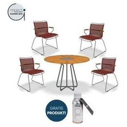 Houe Set aus CIRCLE Dining Table &Oslash;110 und 4x CLICK Dining Chair mit Bambusarmlehen Paprika