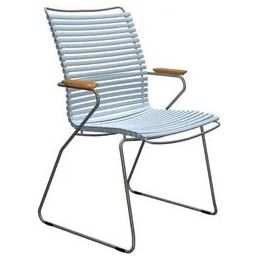 Houe CLICK Dining Chair gro&szlig;e R&uuml;ckenlehne mit Bambusarmlehnen Dusty light blue