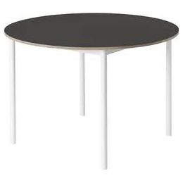 muuto Base Tisch rund, &Oslash; 110 cm, schwarz linoleum / wei&szlig;