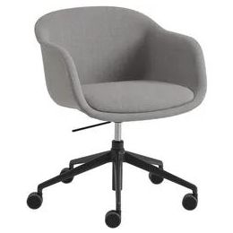 muuto Fiber Conference Armchair, swivel base mit Rollen, re-wool 108 / schwarz