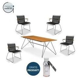 Houe Set aus SKETCH Dining Table 220cm und 4x Click Dining Chair mit Bambusarmlehnen Black