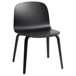 muuto Visu Wide Chair, wood base, schwarz / schwarz