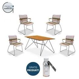 Houe Set aus SKETCH Dining Table 160cm und 4x Click Dining Chair mit Bambusarmlehnen Multi Color 1