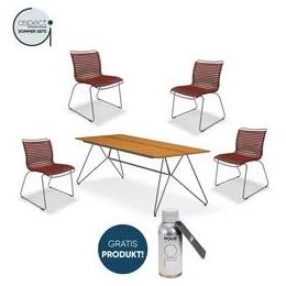 Houe Set aus SKETCH Dining Table 220cm und 4x Click Dining Chair ohne Armlehnen Paprika