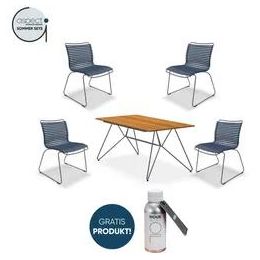 Houe Set aus SKETCH Dining Table 160cm und 4x Click Dining Chair ohne Armlehnen Dark Blue