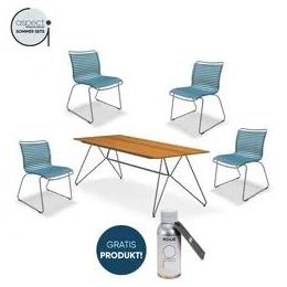 Houe Set aus SKETCH Dining Table 220cm und 4x Click Dining Chair ohne Armlehnen Petrol