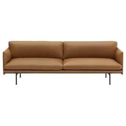 muuto Outline Sofa 3-Sitzer, refine leder cognac / schwarz