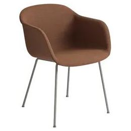 muuto Fiber Armchair, tube base, remix 452 / grau