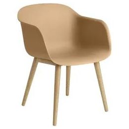 muuto Fiber Armchair, wood base, ochre / eiche