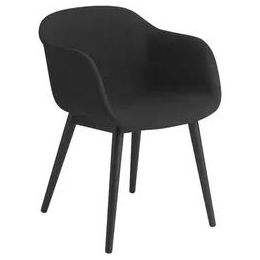 muuto Fiber Armchair, wood base, remix 183 / schwarz