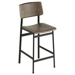 muuto Loft Barhocker, h&ouml;he 65 cm, eiche dunkel gebeizt / schwarz