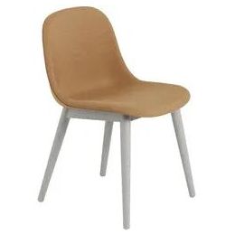 muuto Fiber Side Chair, wood base, remix 433 / grau
