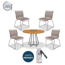 Houe Set mit CIRCLE Dining Table &Oslash;110 und 4 x CLICK Dining Chair ohne Armlehnen Sand