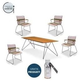 Houe Set aus SKETCH Dining Table 220cm und 4x Click Dining Chair mit Bambusarmlehnen Multi Color 1