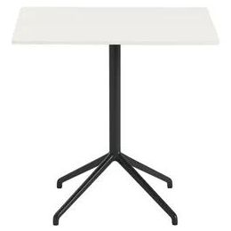 muuto Still Cafe Tisch, 75 x 65 cm, wei&szlig; nanolaminat / schwarz