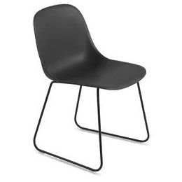 muuto Fiber Side Chair, sled base, schwarz / schwarz