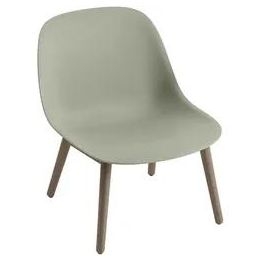 muuto Fiber Lounge Chair, wood base, dusty green / eiche dunkel gebeizt