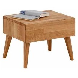 Nachttisch Home Affaire "Natali", braun (eiche, ge&ouml;lt), B:45cm H:35cm T:45cm, Tische, Nachttisch, mit einer Schublade, aus massiver Eiche, Breite 45 cm