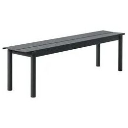 muuto Linear Steel Gartenbank, 170 cm, anthrazit black