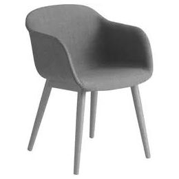 muuto Fiber Armchair, wood base, remix 133 / grau