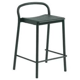 muuto Linear Steel Barhocker, h&ouml;he 65 cm, dunkelgr&uuml;n