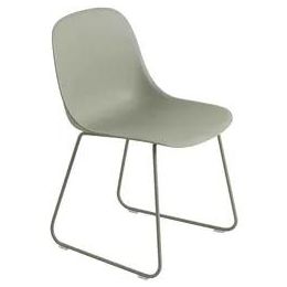 muuto Fiber Side Chair, sled base, dusty green / dusty green