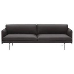 muuto Outline Sofa 3-Sitzer, easy leder root / polished aluminium