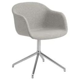 muuto Fiber Armchair, swivel base with return, clay 12 / polished aluminium