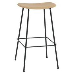 muuto Fiber Barhocker ohne R&uuml;ckenlehne, tube base, h&ouml;he 75 cm, ochre / schwarz