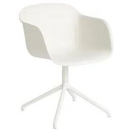 muuto Fiber Armchair, swivel base with return, natural white / wei&szlig;