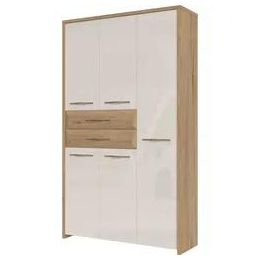 Garderobenschrank OTTO HOME "Gala", beige (beige, pacific walnuss decor), B:114cm H:192cm T:36cm, Holzwerkstoff, MDF, Schr&auml;nke, Garderobenschrank, hochwertig UV lackiert, Soft-Close-Funktion, H&ouml;he 192cm