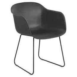 muuto Fiber Armchair, sled base, schwarz / schwarz
