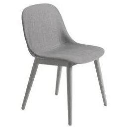 muuto Fiber Side Chair, wood base, remix 133 / grau