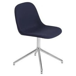 muuto Fiber Side Chair, swivel base, twill weave 780 / polished aluminium