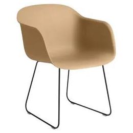 muuto Fiber Armchair, sled base, ochre / schwarz