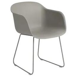 muuto Fiber Armchair, sled base, grau / grau