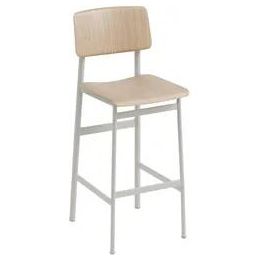 muuto Loft Barhocker, h&ouml;he 75 cm, eiche natur / grau
