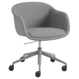 muuto Fiber Conference Armchair, swivel base mit Rollen, remix 133 / grau