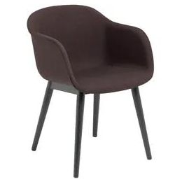 muuto Fiber Armchair, wood base, remix 373 / schwarz