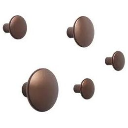 muuto Dots Metall Wandhaken 5er-Set, umber