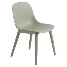 muuto Fiber Side Chair, wood base, dusty green / dusty green