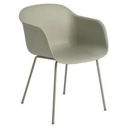 muuto Fiber Armchair, tube base, dusty green / dusty green