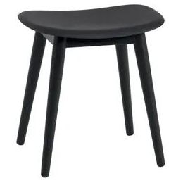 muuto Fiber Stool, wood base, schwarz / schwarz