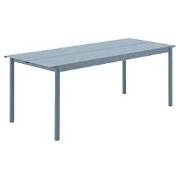 muuto Linear Steel Gartentisch, 220 x 90 cm, pale blue