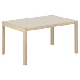 muuto Workshop Tisch, 140 x 92 cm, warm grey linoleum / eiche natur