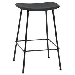 muuto Fiber Barhocker ohne R&uuml;ckenlehne, tube base, h&ouml;he 65 cm, schwarz / schwarz