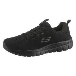 Sneaker Skechers "Graceful - Get Connected", Damen, Gr. 42, schwarz (schwarz uni), Textil, Schuhe Sneaker, Freizeitschuh, Halbschuh, Schn&uuml;rschuh f&uuml;r die Maschinenw&auml;sche geeignet, Topseller
