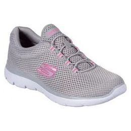 Slip-On Sneaker Skechers "SUMMITS", Damen, Gr. 35, grau (grau, pink), Textil, Schuhe Sneaker, Freizeitschuh, Halbschuh, Schlupfschuh mit komfortabler Innensohle, Topseller